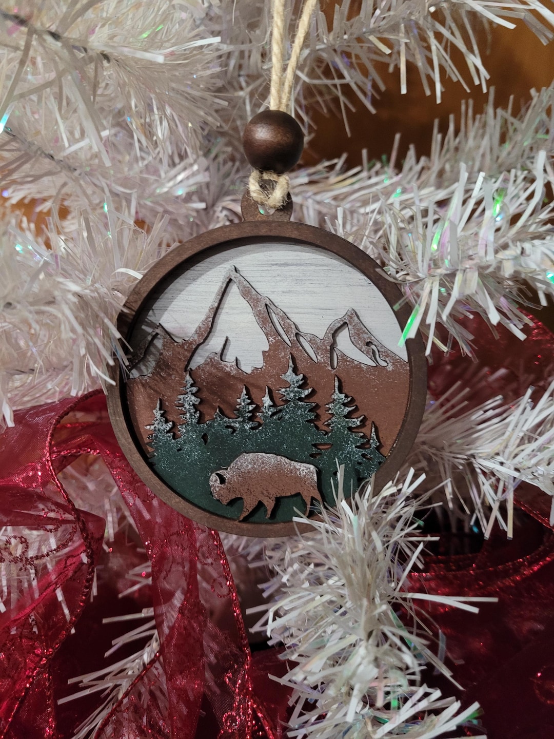 Rustic Bison Christmas Ornament - Handmade Animal Holiday Decor - Etsy