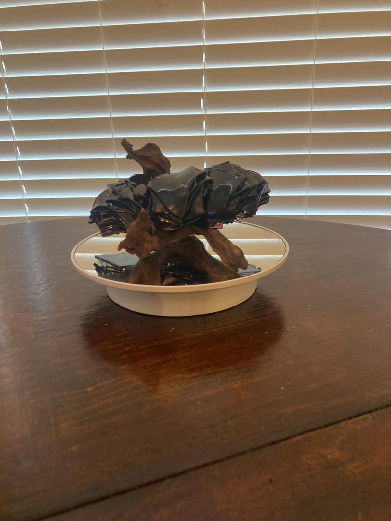 Glass Art 3D Purple Melt Down Sculpture With Natural Atlantic Driftwood ...