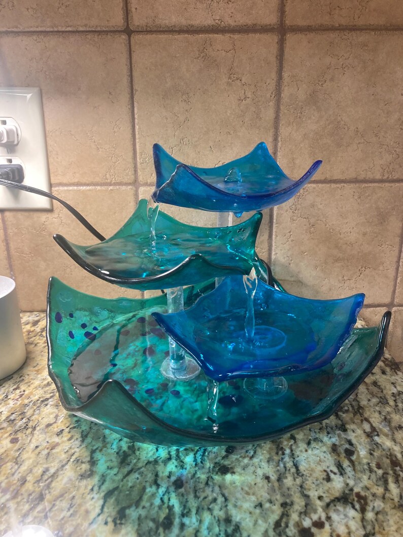 Desktop Waterfall 3-tier Glass Art 3D Colored Sculpture - Etsy