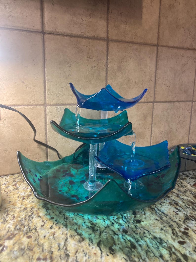 Desktop Waterfall 3-tier Glass Art 3D Colored Sculpture - Etsy
