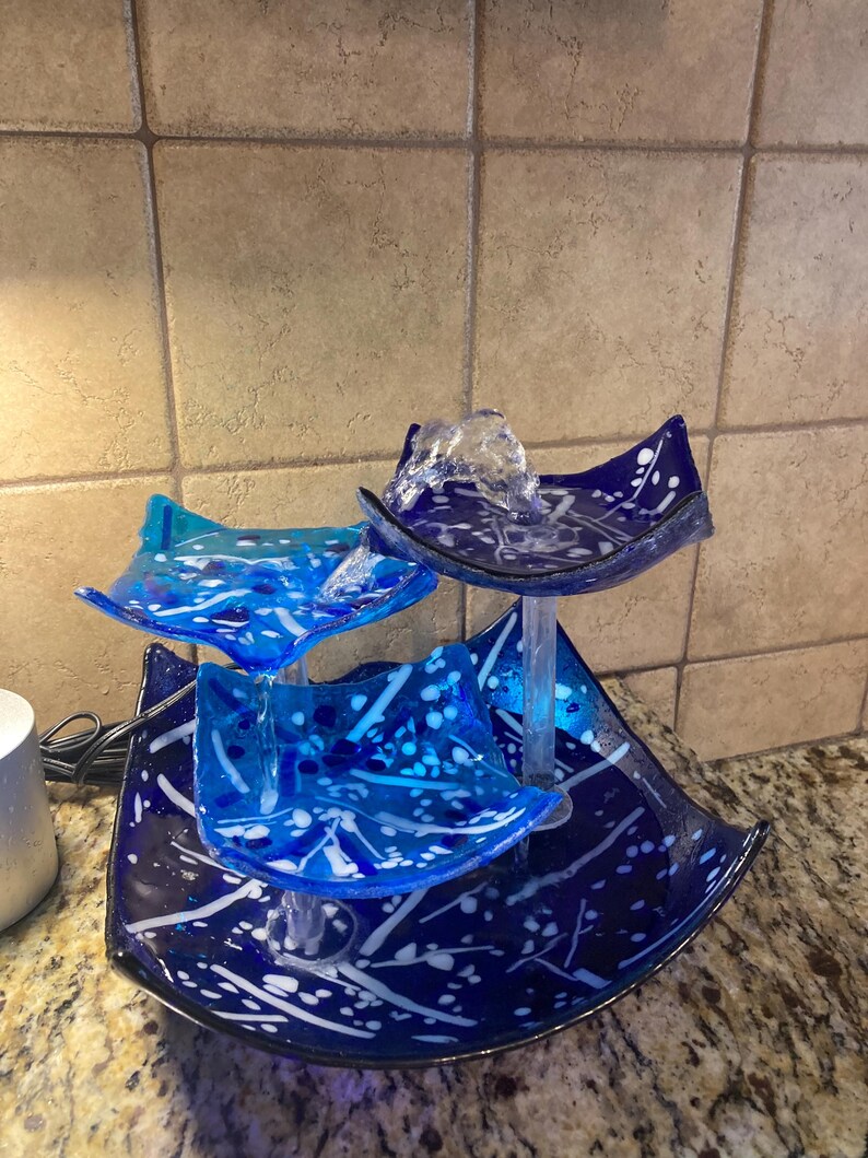 Desktop Waterfall 3-tier Glass Art 3D Colored Sculpture - Etsy