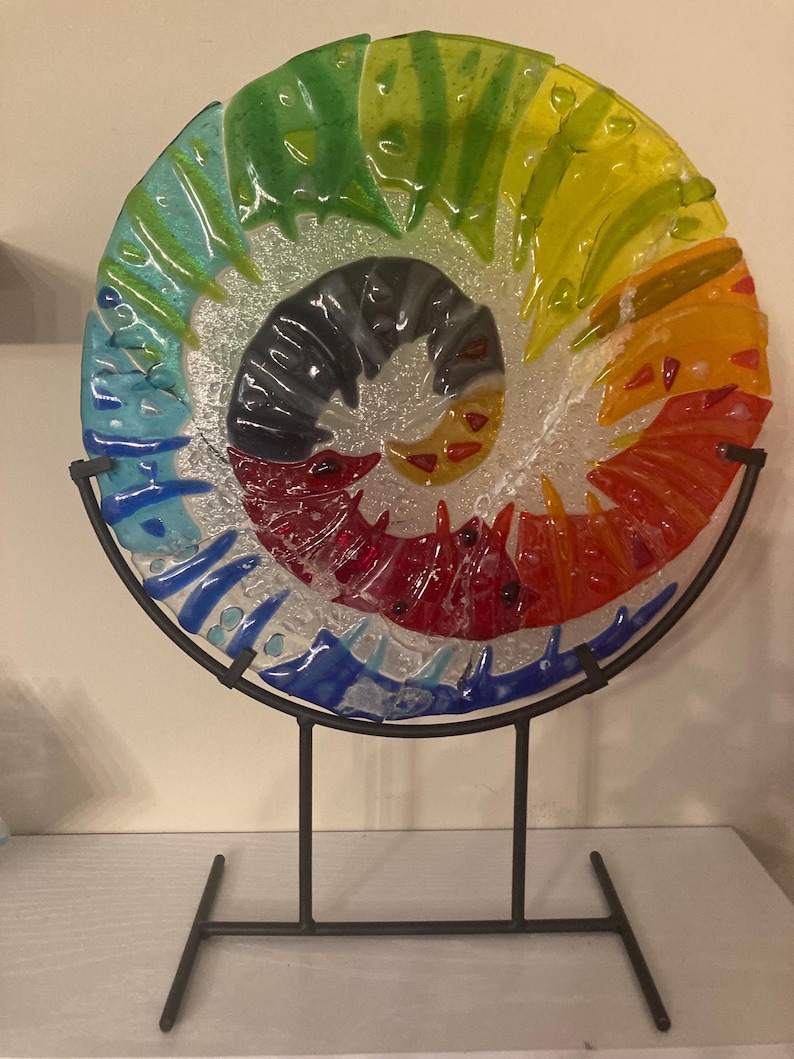 Glass Art Round Rainbow Spiral - Etsy