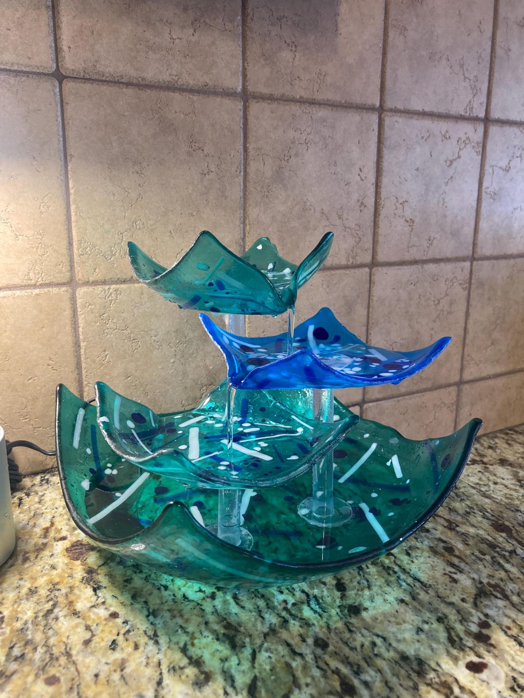 Desktop Waterfall 3-tier Glass Art 3D Colored Sculpture - Etsy