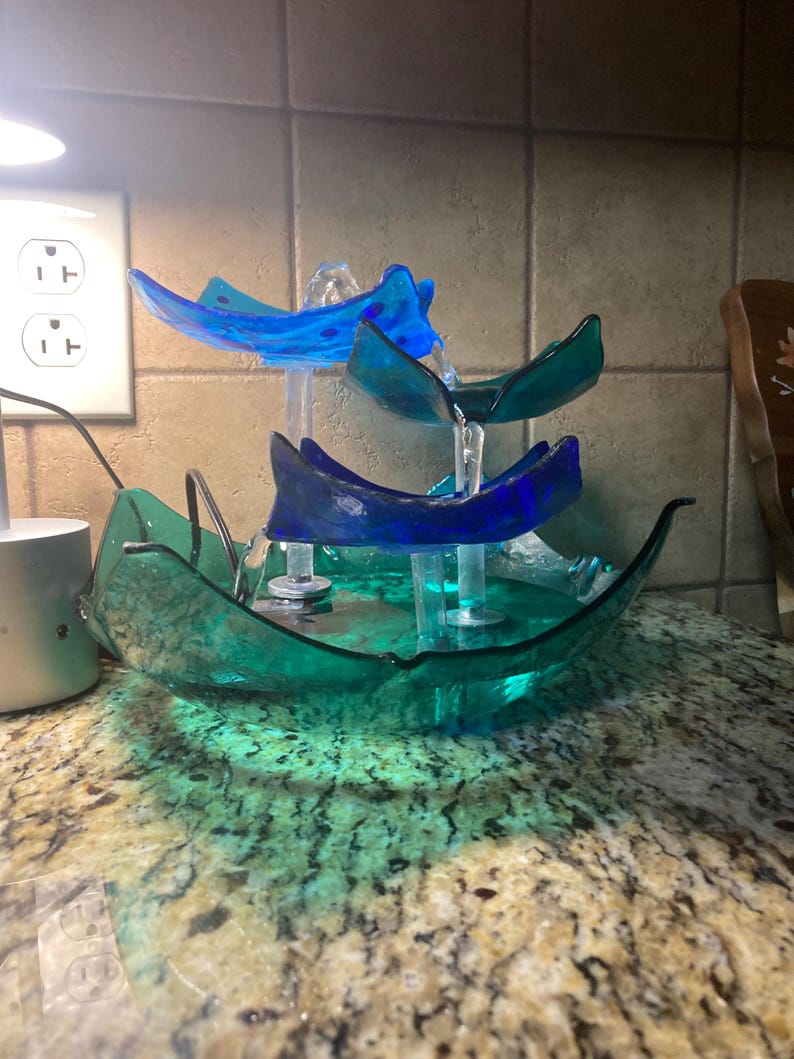 Desktop Waterfall 3-tier Glass Art 3D Colored Sculpture - Etsy