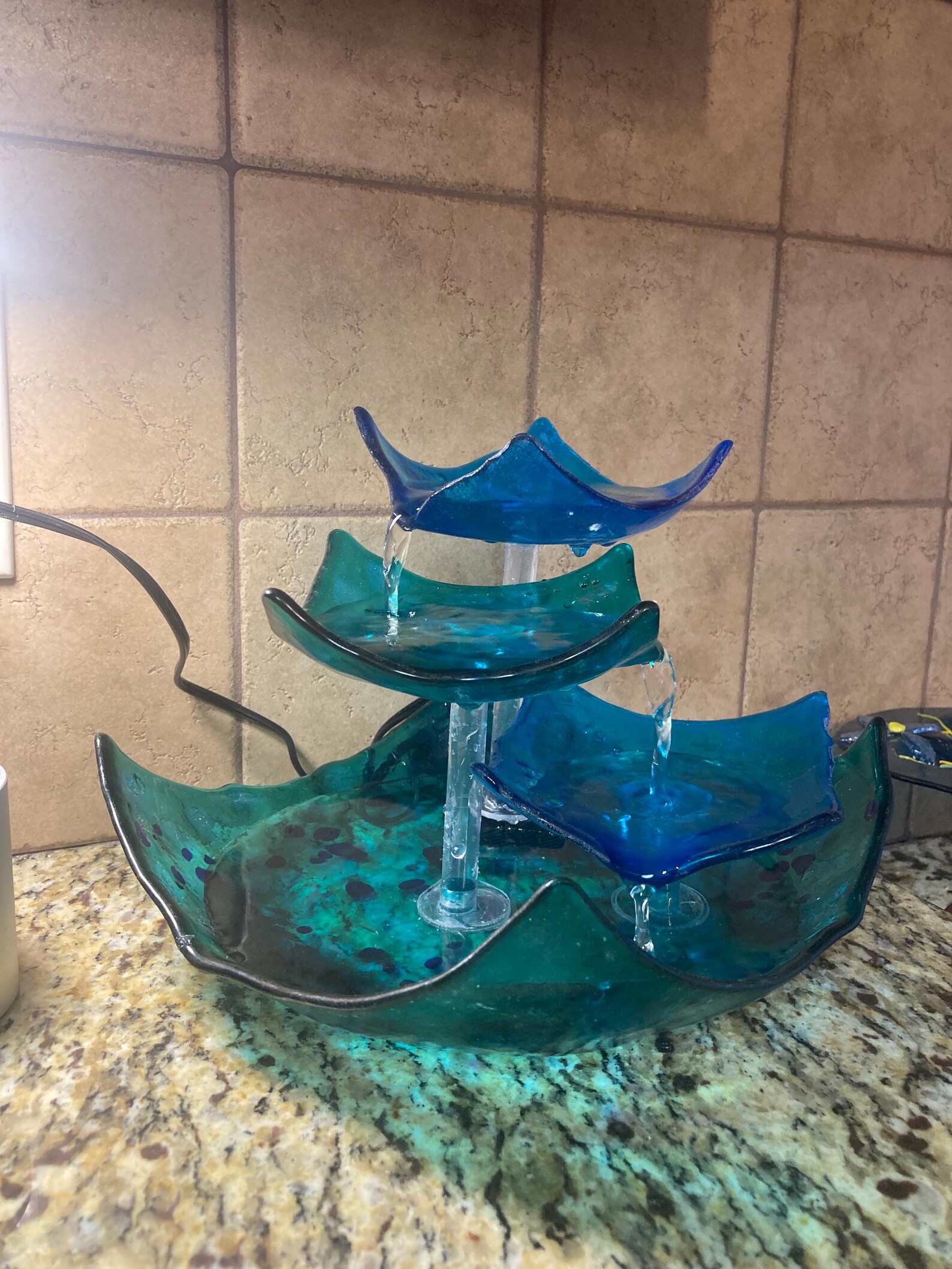 Desktop Waterfall 3-tier Glass Art 3D Colored Sculpture - Etsy