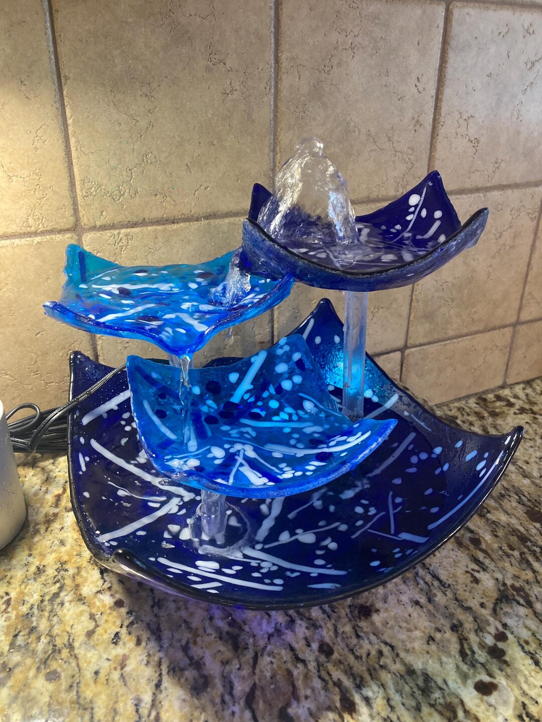 Desktop Waterfall 3-tier Glass Art 3D Colored Sculpture - Etsy