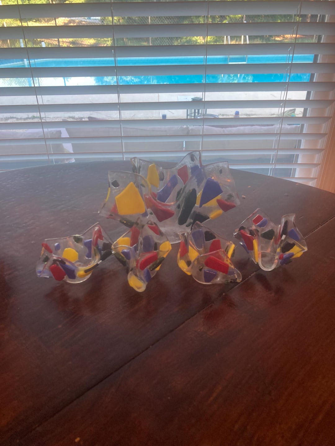 Glass Art Set of 5 Draped Sconces 1 Large and 4 Small for Tea Candles ...