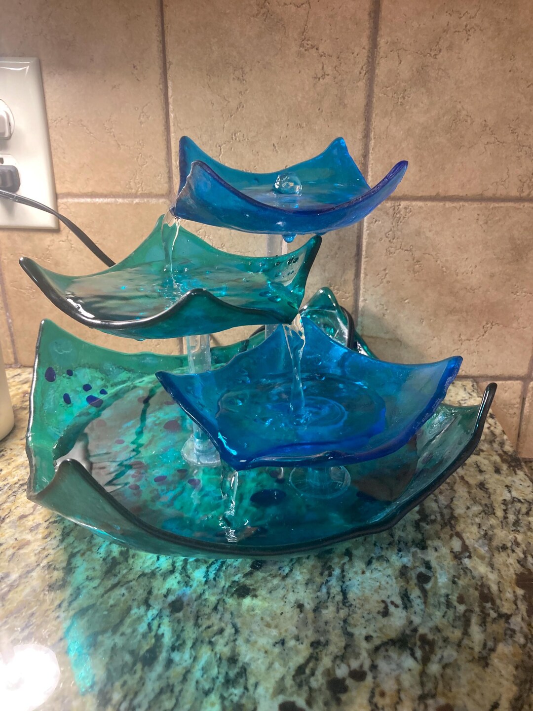 Desktop Waterfall 3-tier Glass Art 3D Colored Sculpture - Etsy