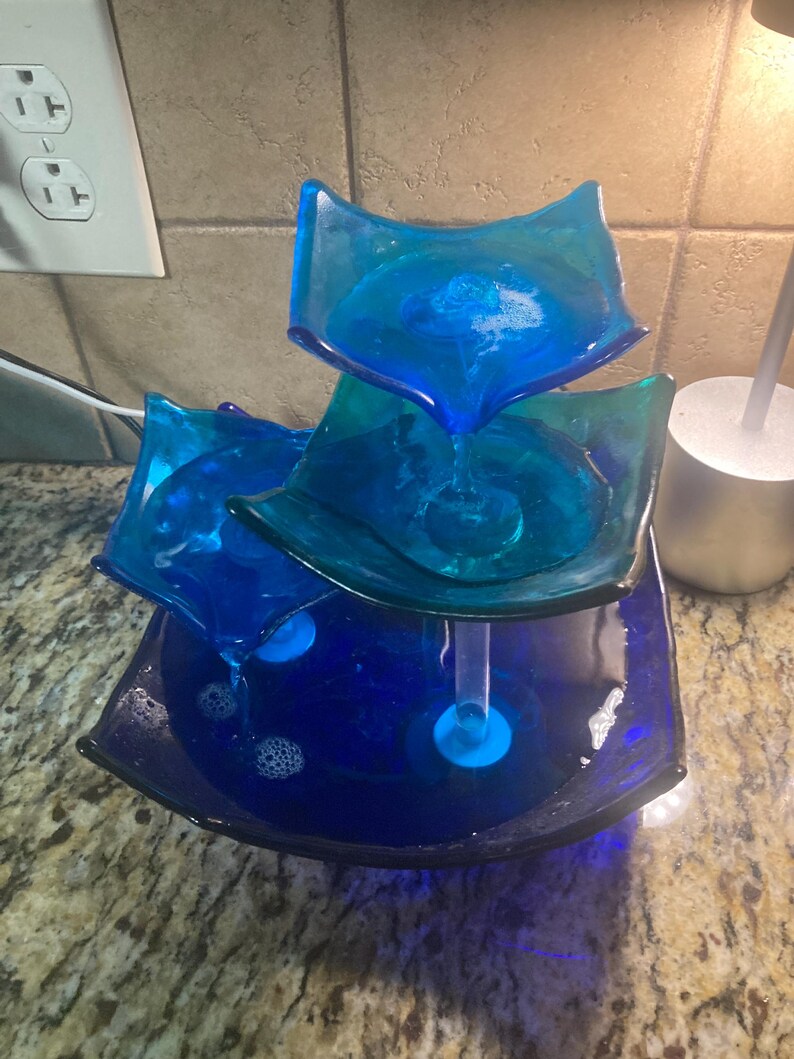 Desktop Waterfall 3-tier Glass Art 3D Colored Sculpture - Etsy
