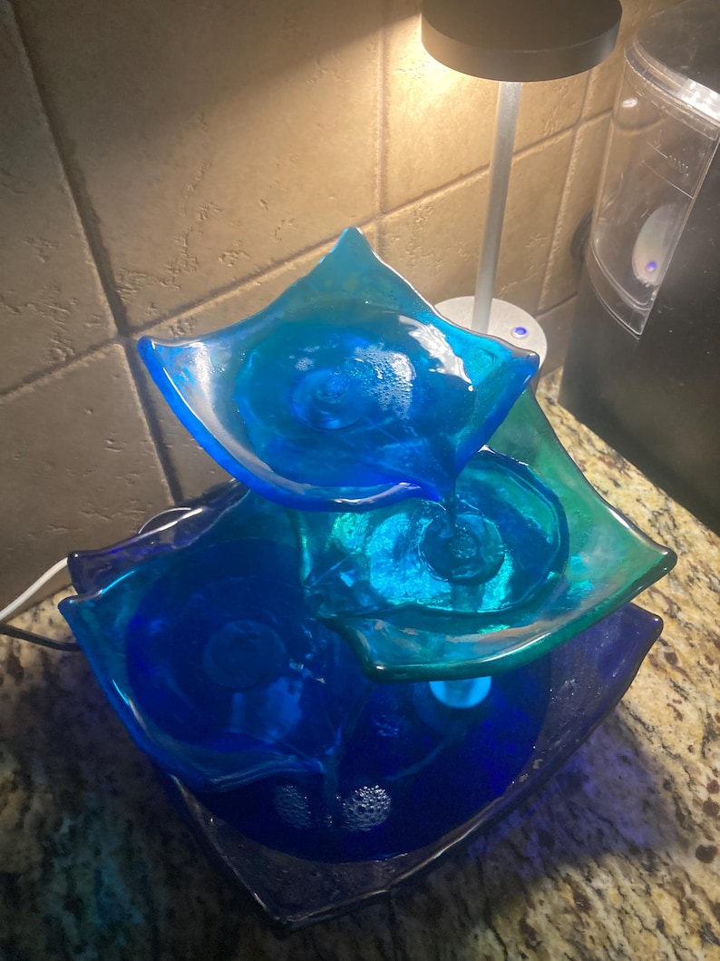 Desktop Waterfall 3-tier Glass Art 3D Colored Sculpture - Etsy