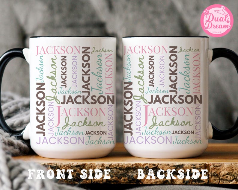 Trendy Repeating Name Personalized Coffee Mug, Coworker Gifts, Mothers ...