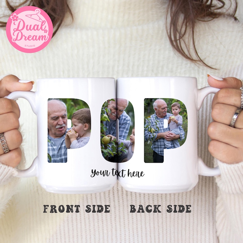 Personalized Photo Mug for POP, Custom Fathers Day Cup, Photo Collage ...