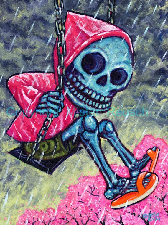 Spring Skeleton Girl on Swingset Year of the Dead Signed Print - Etsy