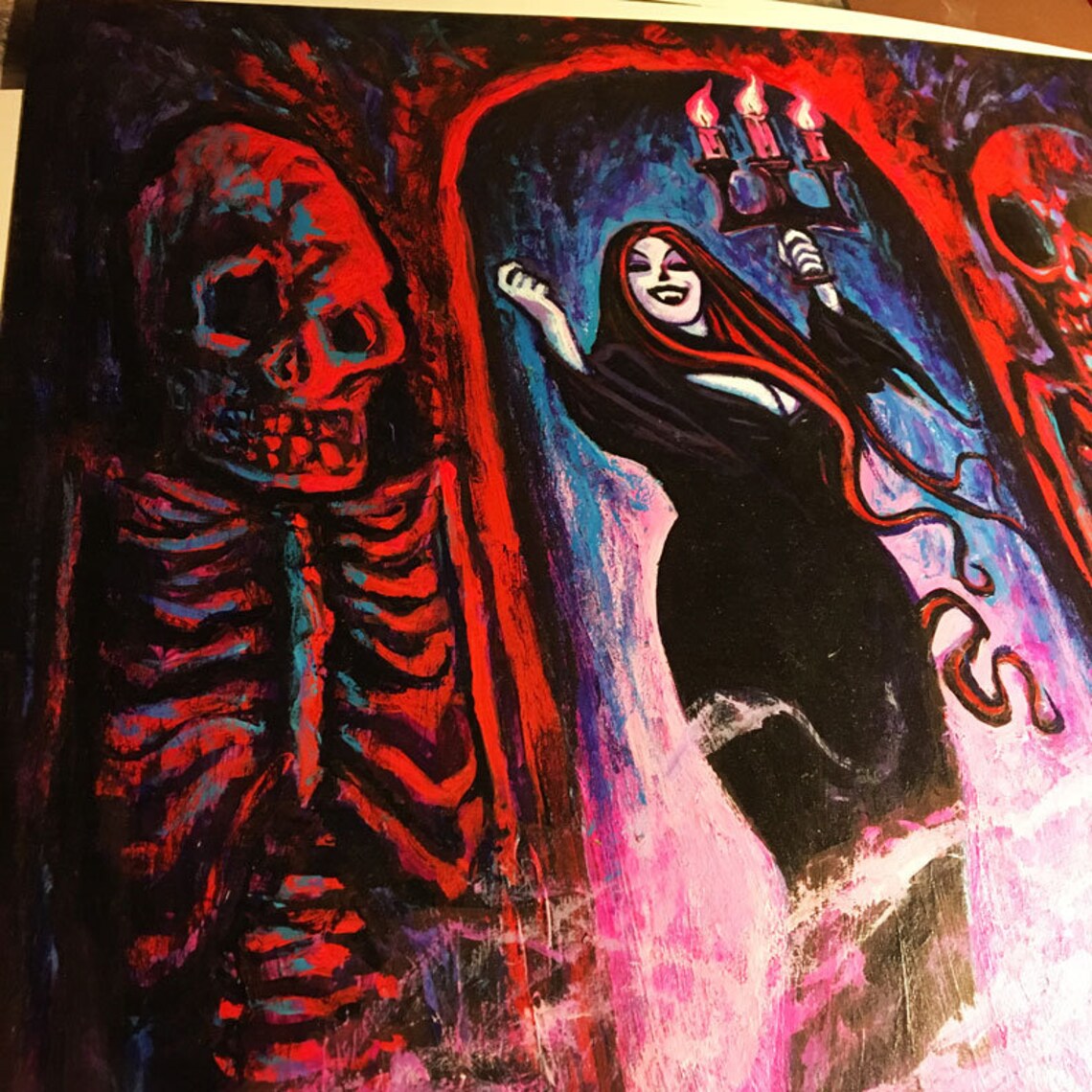 Vampire Woman & Skeletons Original Acrylic Painting by Mister Reusch - Etsy