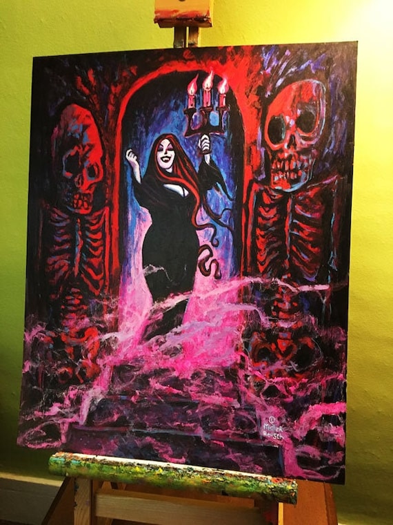Vampire Woman & Skeletons Original Acrylic Painting by Mister | Etsy