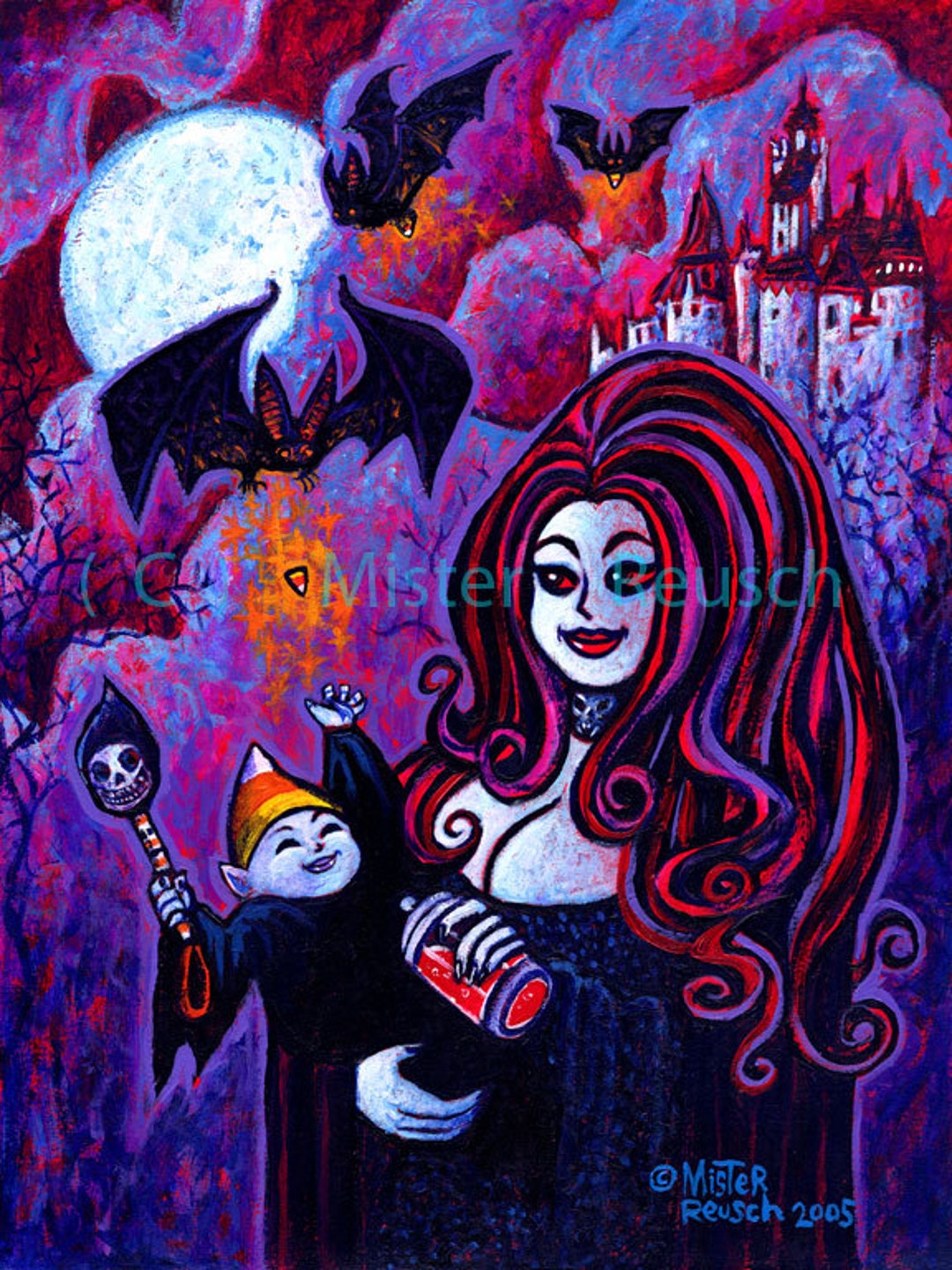 Vampire Mother and Child Halloween Art Print by Mister Reusch - Etsy