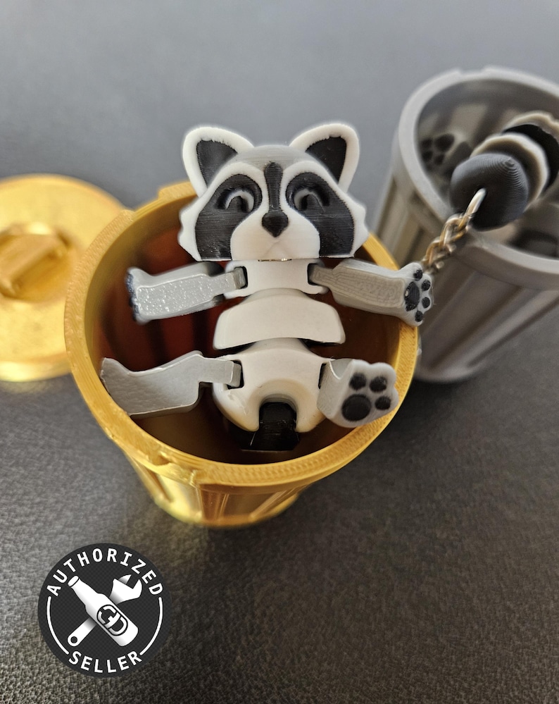 Raccoon Fidget Toy – 3D Printed Articulated Figure | Magnet, Keychain ...