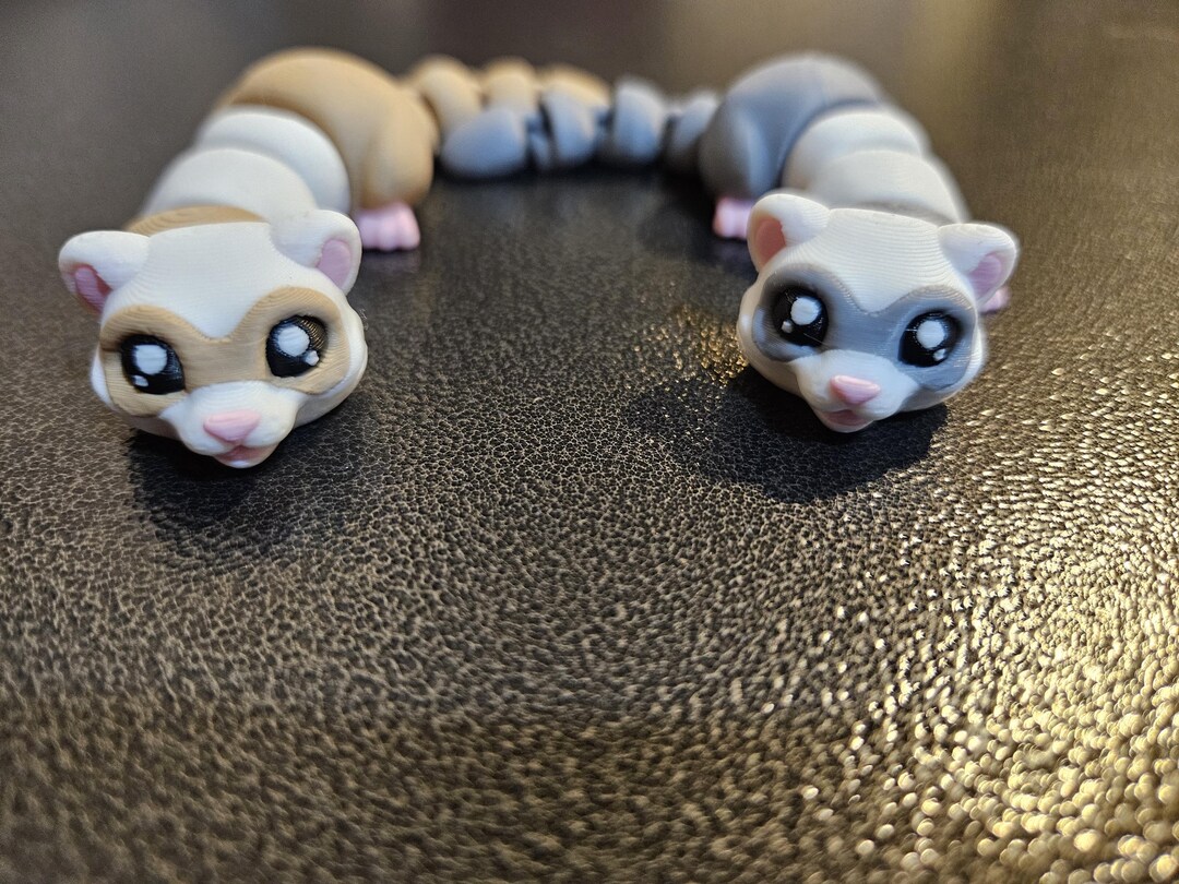 Ferret Fidget Toy – 3D Printed Articulated Ferret Keychain, Magnet ...