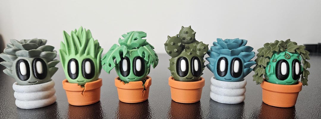 Mini Desk Plants – 3D Printed Potted Plant Friends | Monstera, Cactus ...