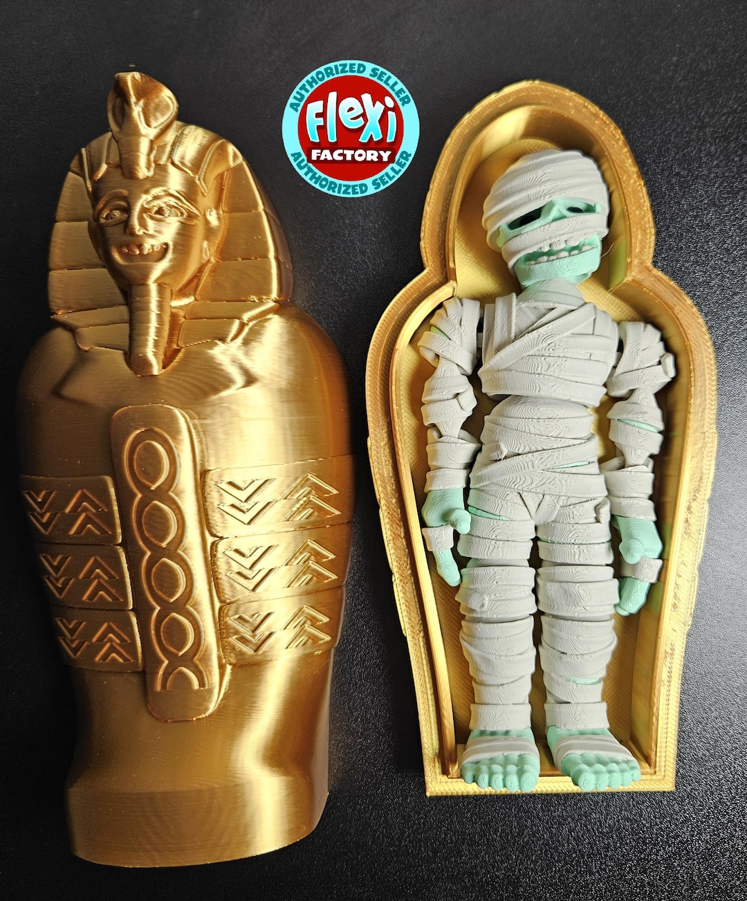 Mummy Fidget Toy – 3D Printed Articulated Figure & Sarcophagus ...