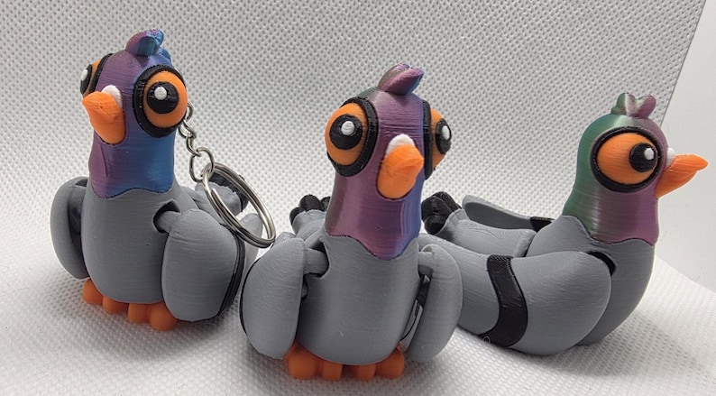 Articulated Pigeon Fidget Toy – 3D Printed Dopey Desk Bird, Keychain ...