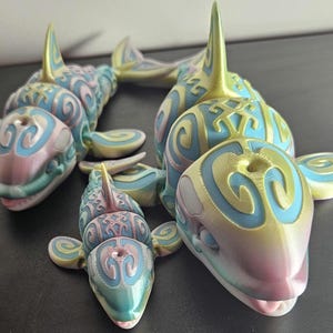 Extra Large Orca / Killer Whale Fancy Colored Articulating Toy ...