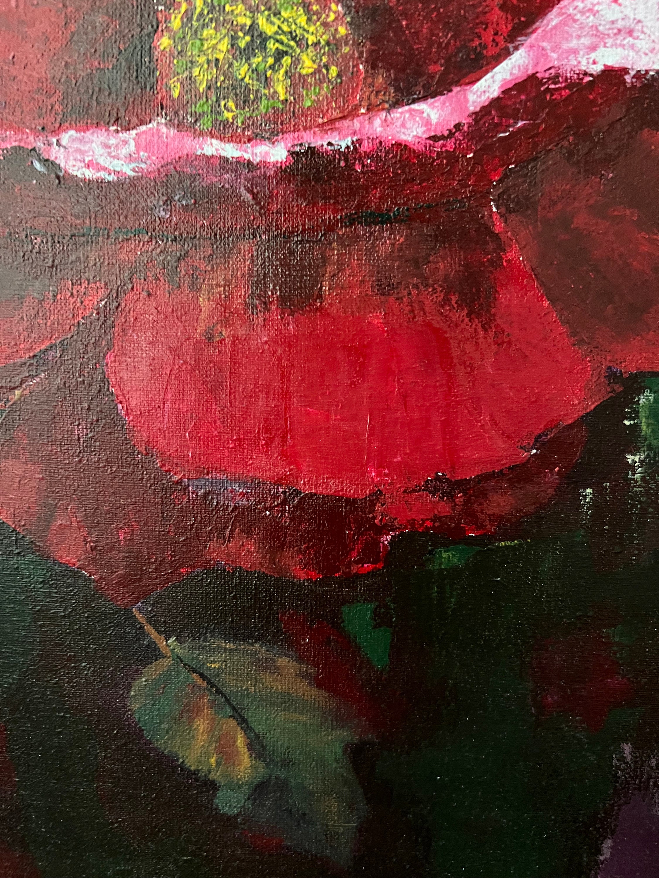 Red Rose Painting Floral Original Art Rose Flower Artwork Acrylic ...