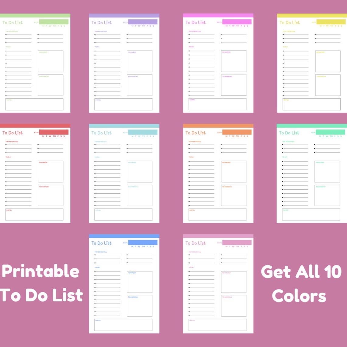 Printable to Do List Daily Planning Weekly Planning PDF to Do List ...