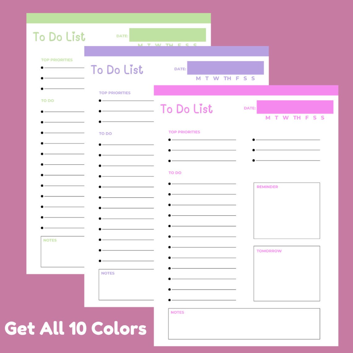 Printable to Do List Daily Planning Weekly Planning PDF to Do List ...
