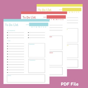 Printable to Do List Daily Planning Weekly Planning PDF to Do List ...