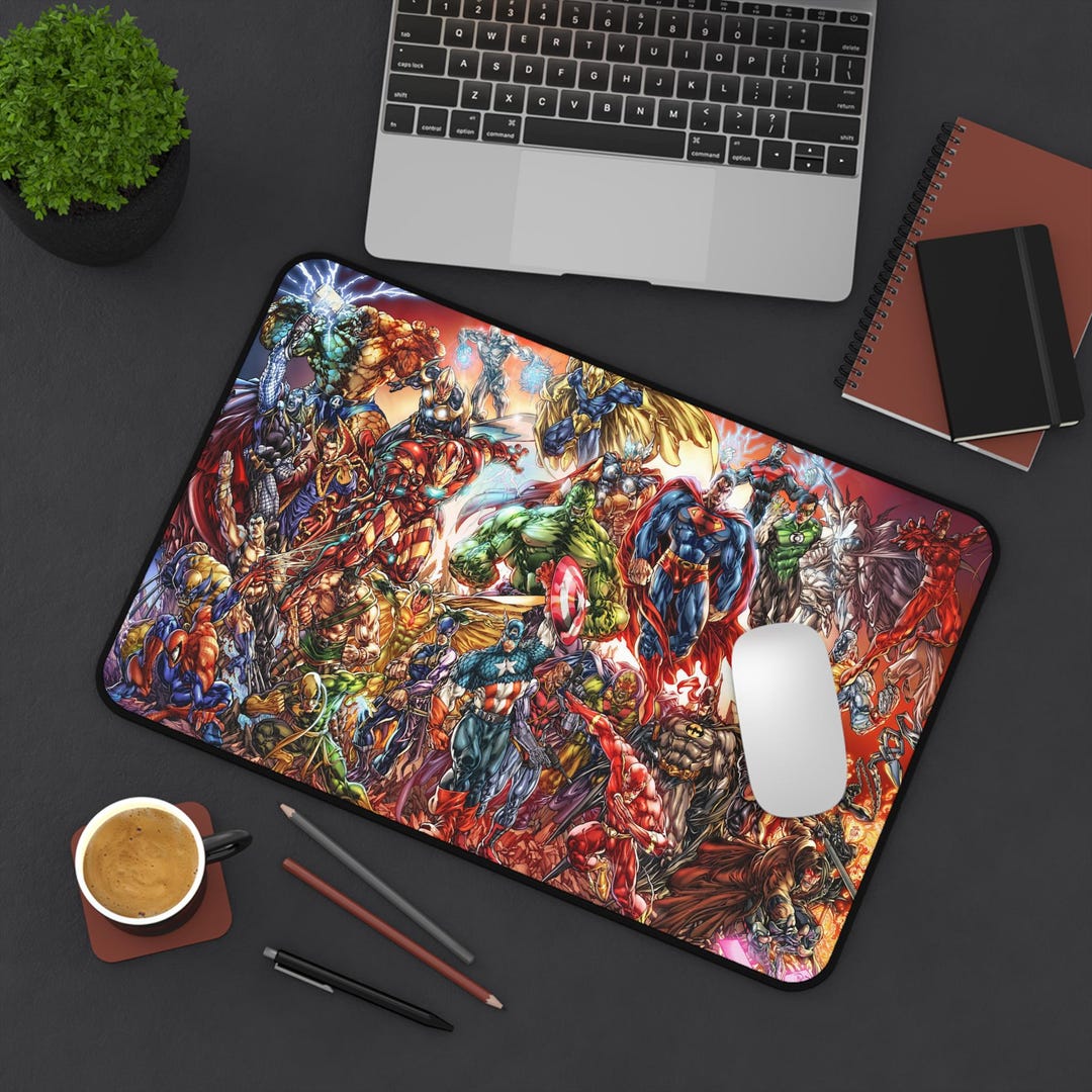 Superman Desk Mat - Comic Book Gift Mouse Pad, Office Decor, Work From ...