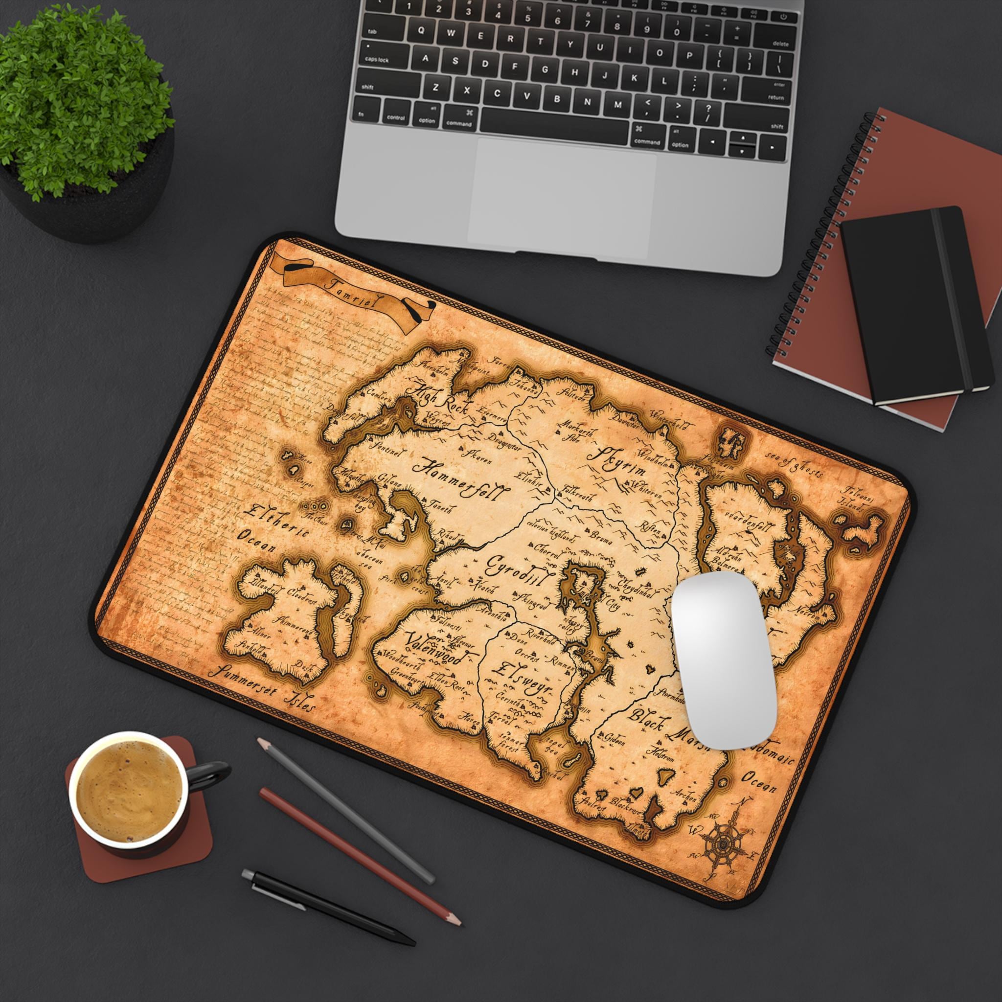 The Elder Scrolls V Skyrim Tamriel Map Mouse Pad | Tamriel Desk Mat ...