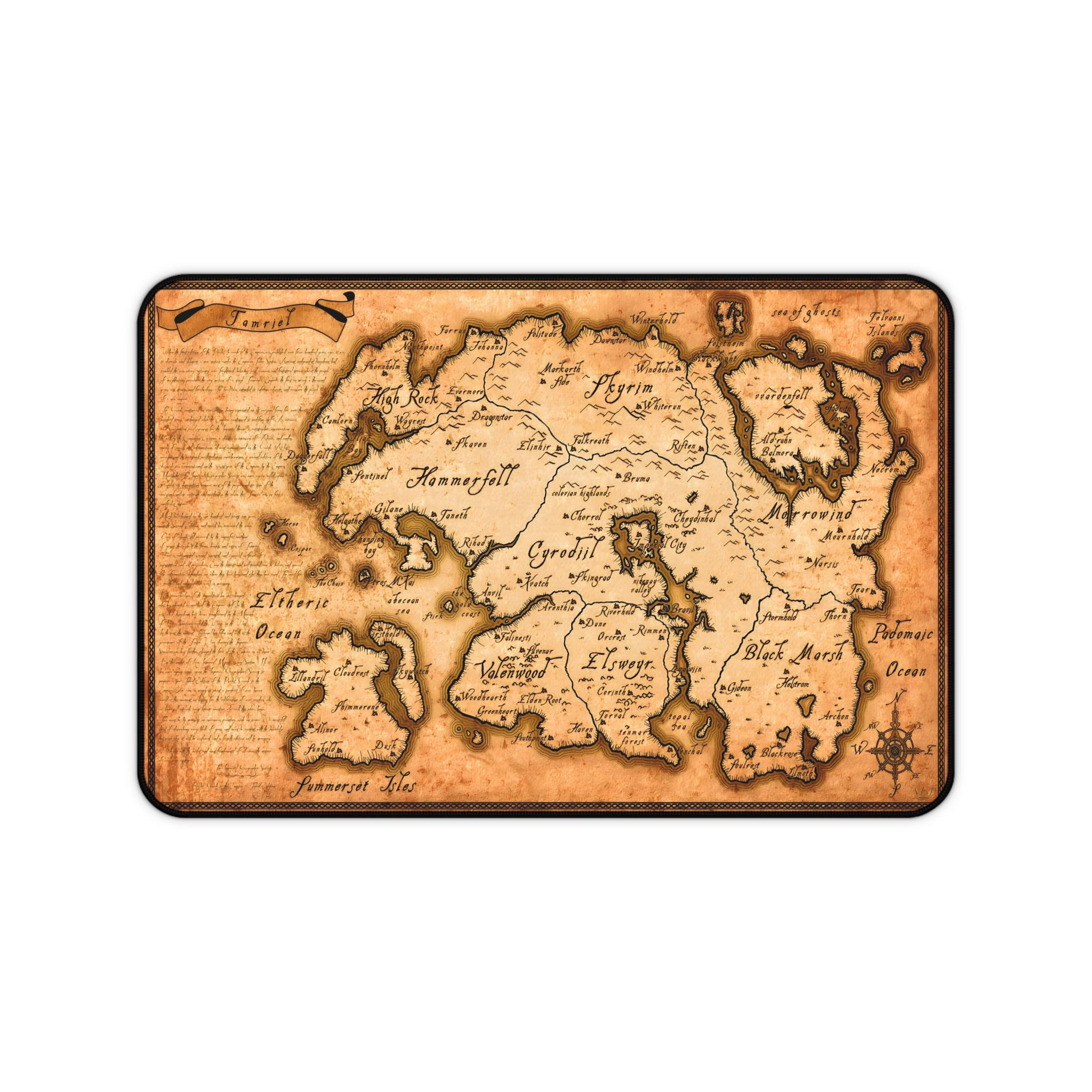 The Elder Scrolls V Skyrim Tamriel Map Mouse Pad | Tamriel Desk Mat ...