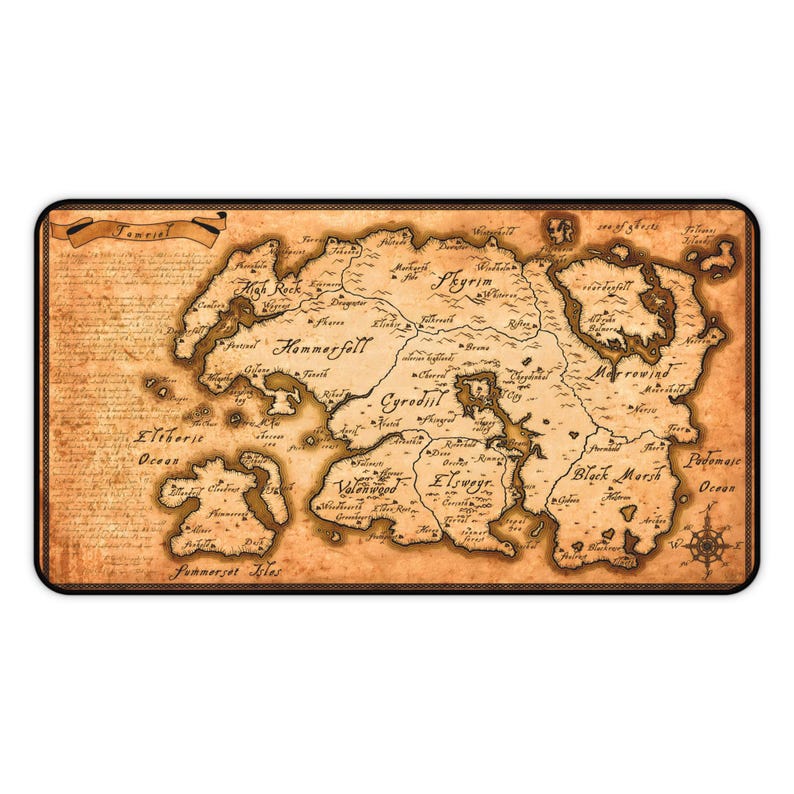 The Elder Scrolls V Skyrim Tamriel Map Mouse Pad | Tamriel Desk Mat ...