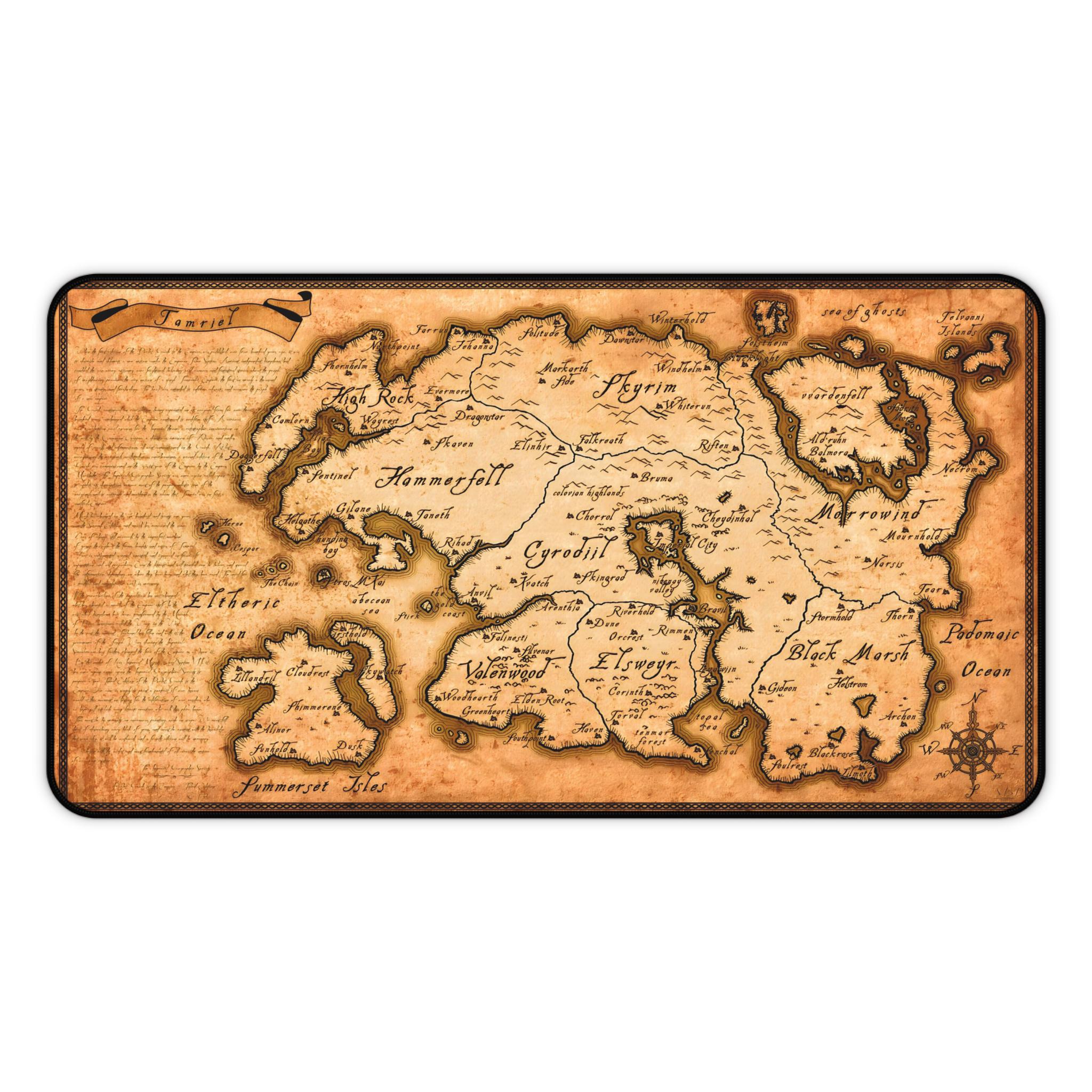 The Elder Scrolls V Skyrim Tamriel Map Mouse Pad | Tamriel Desk Mat ...