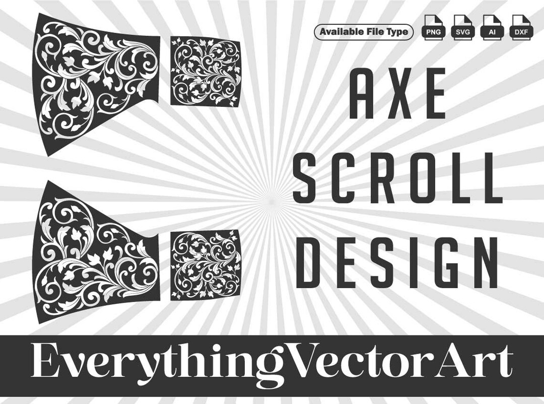 Diseño de pergamino AXE Svg, corte láser, grabado láser, láser de fibra ...