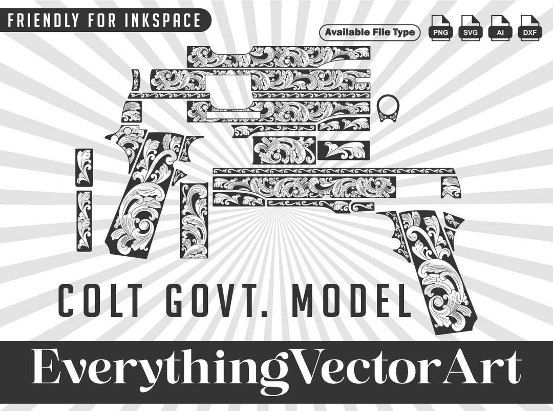 Vector Colt Govt. Model Scroll Design Svg,lasercut,laserengraving ...