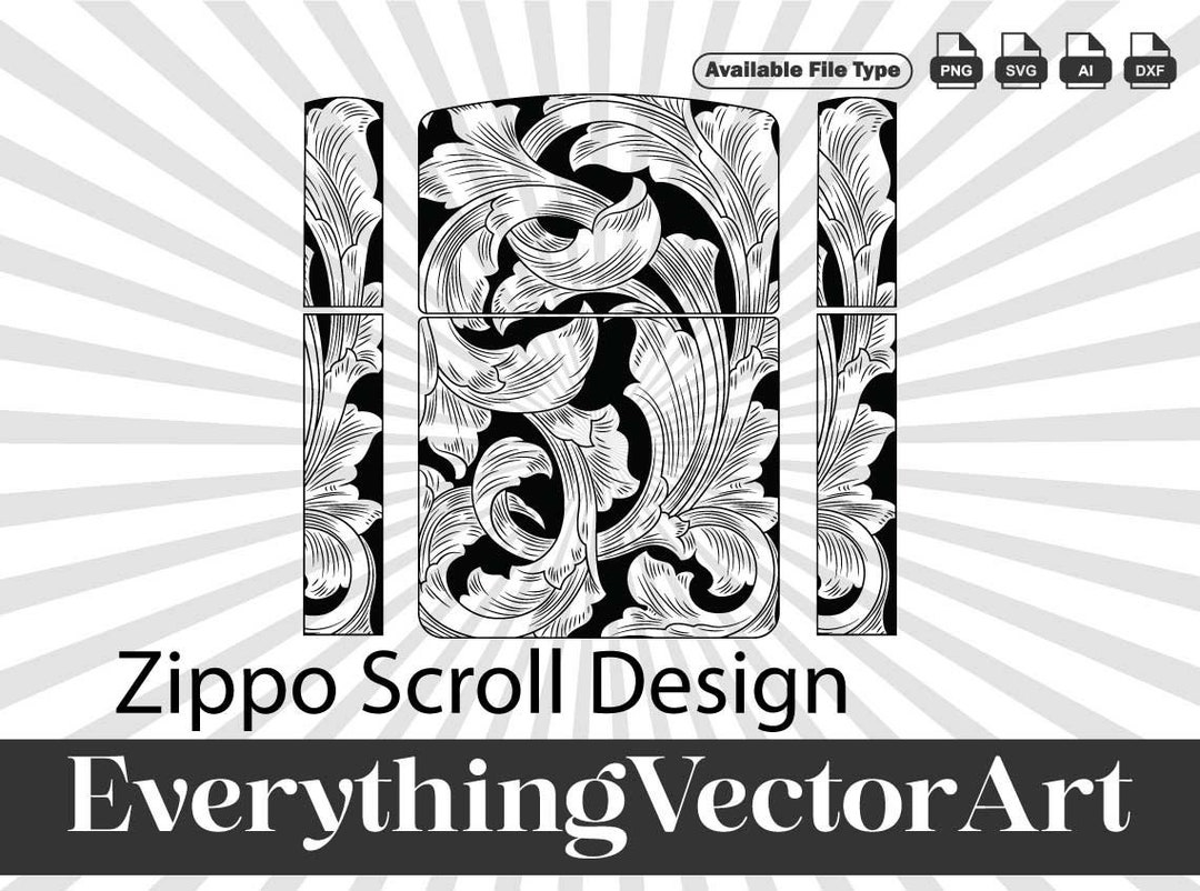 Zippo Lighter Scroll Design Svg,lasercut,laserengraving,engravingfiles ...