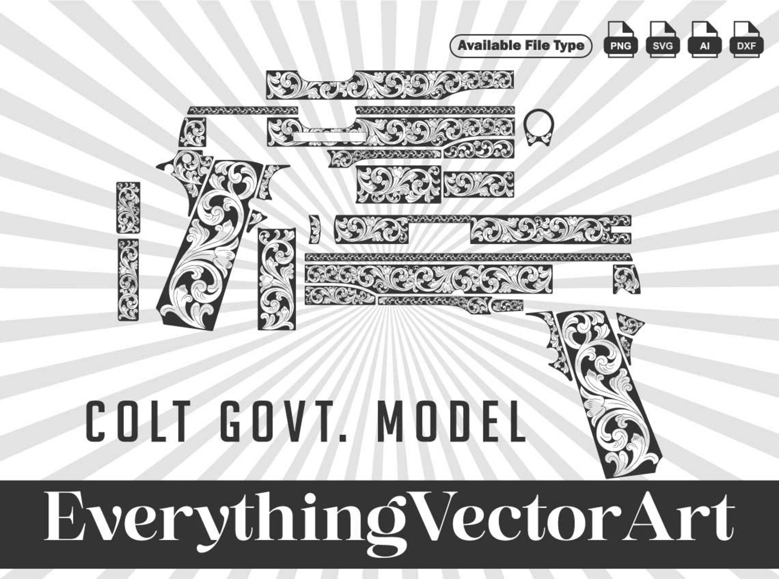 Colt 1911 GOVT MODEL Svg,lasercut,laserengraving,fiberlaser ...