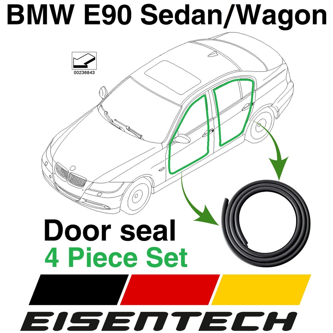 BMW E90/E91 Door Seal Replacement Set: Velvet Rubber Weather Strip (4 ...