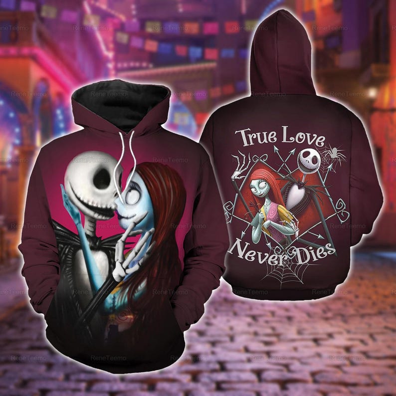 Jack Skellington and Sally Hoodie, Nightmare Before Christmas 3D Hoodie ...