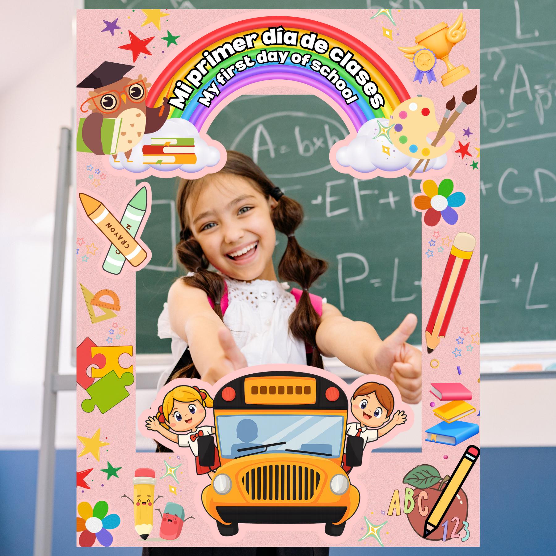 First Day of School Photo Booth Frame: Bilingual Printable PNG - Etsy