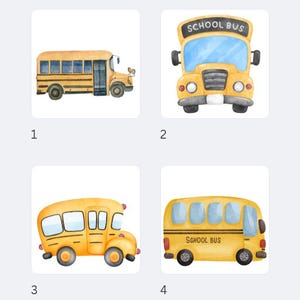 Watercolor School Bus Clipart: Back to School PNG Designs (30 Images ...