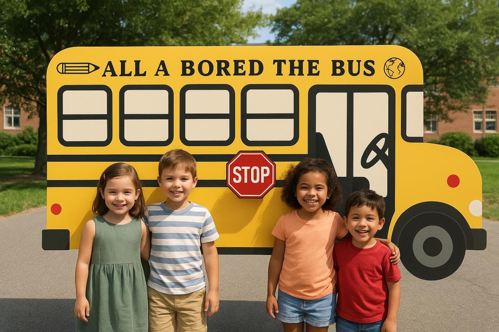 School Bus Photo Booth Backdrop: First Day of School Party (digital ...