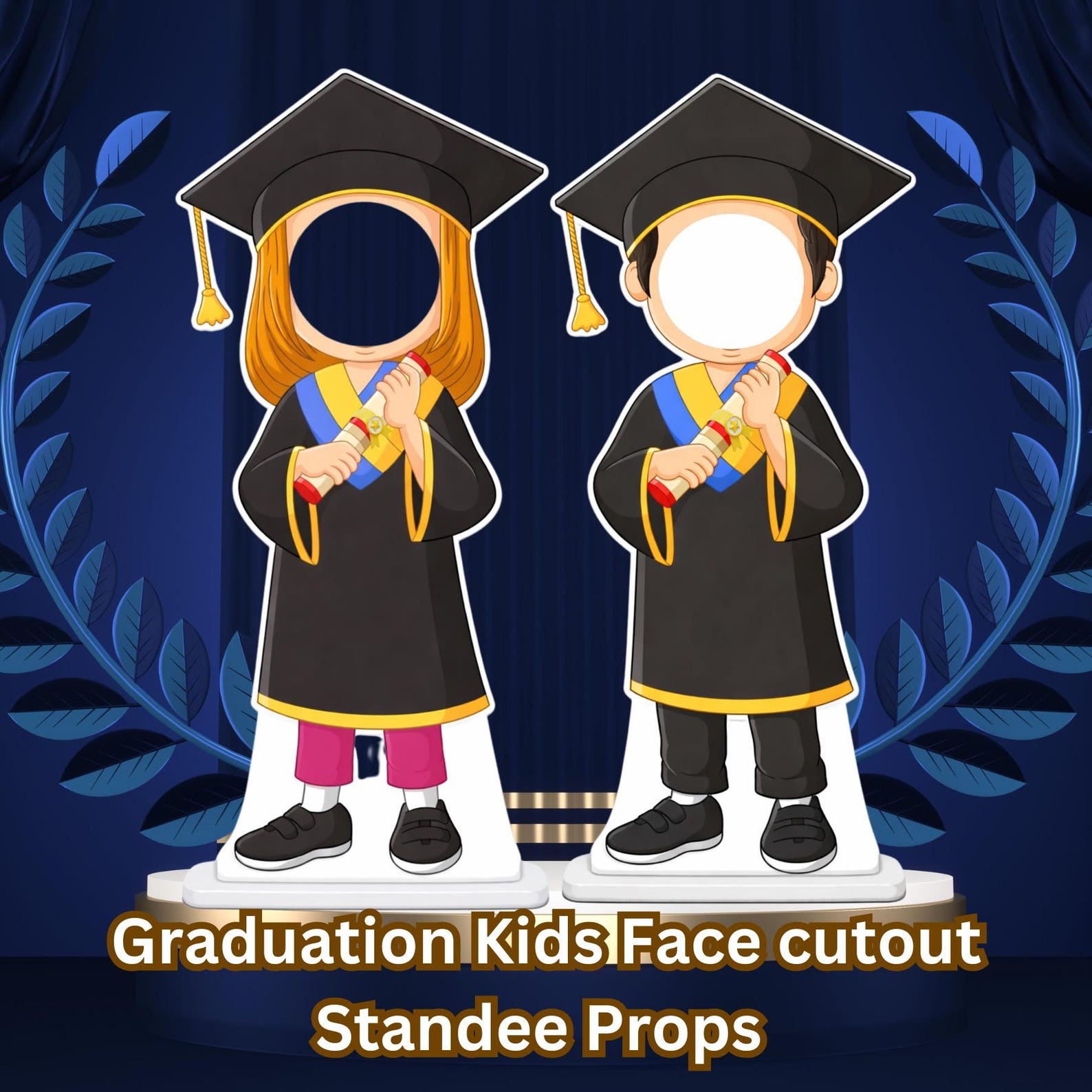 Graduation Kids Face Cutout Standee Props | Boy & Girl Graduate Photo ...