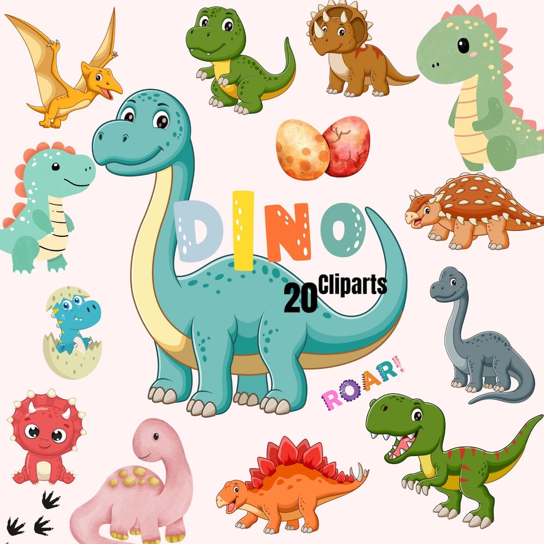 Watercolor Baby Dinosaur Clipart: 20 PNG Graphics (digital Download) - Etsy