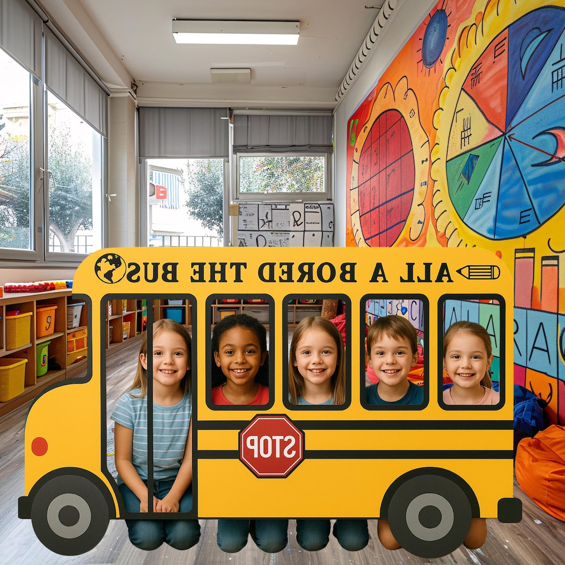 School Bus Photo Booth Backdrop: First Day of School Party (digital ...