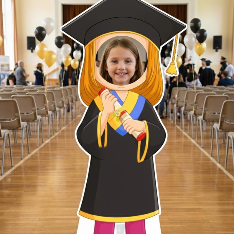 Graduation Kids Face Cutout Standee Props | Boy & Girl Graduate Photo ...