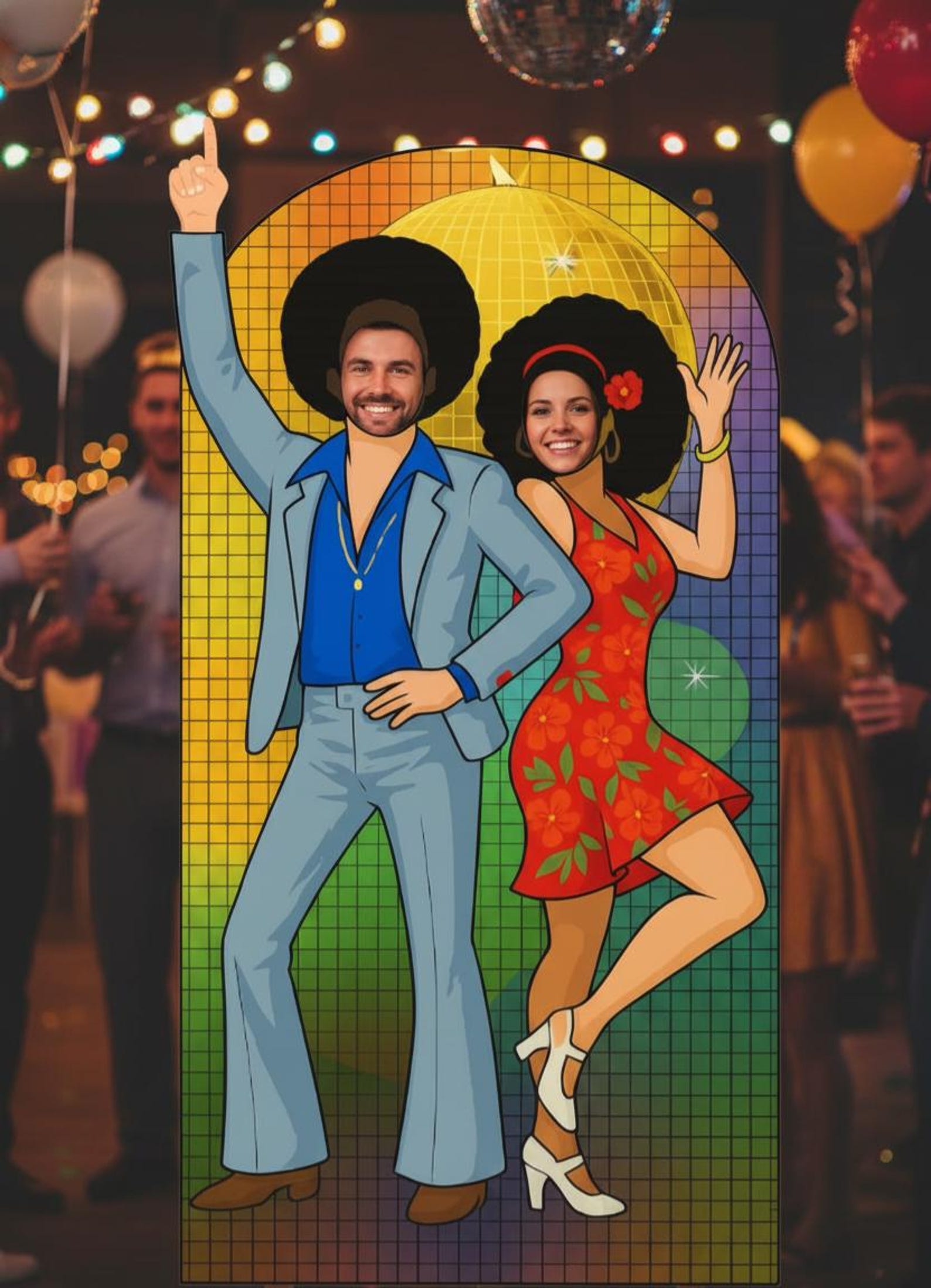 Retro Disco Photo Booth Prop: 70s Party Cutout Frame (digital Download ...