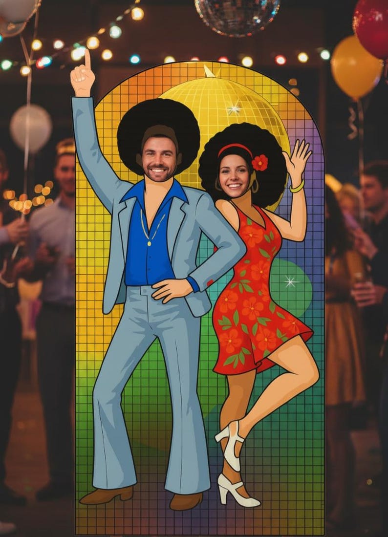 Retro Disco Photo Booth Prop: 70s Party Cutout Frame (digital Download ...